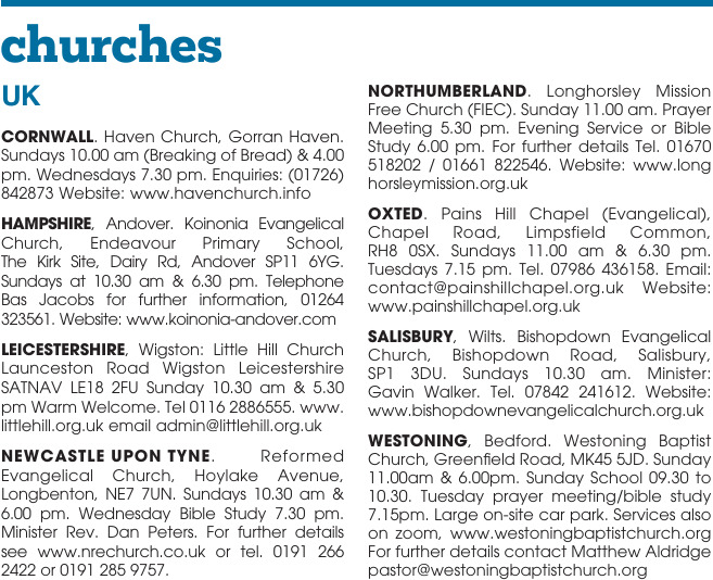 Adverts in print | Evangelicals Now